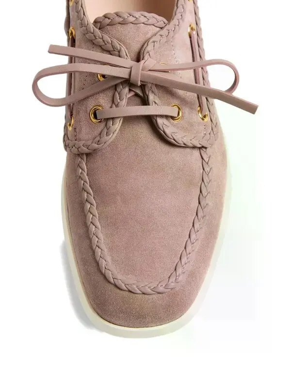 Valentino Garavani Palm Avenue Crust Nappa Leather Boat Shoes - Pink