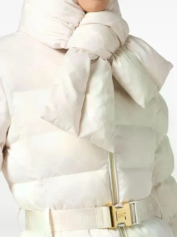 Elisabetta Franchi Jacquard Scarf-collar Down Coat