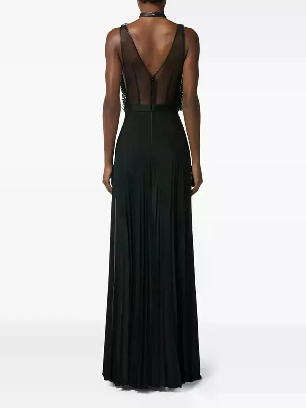 Elisabetta Franchi Pleated Maxi Dress - Black