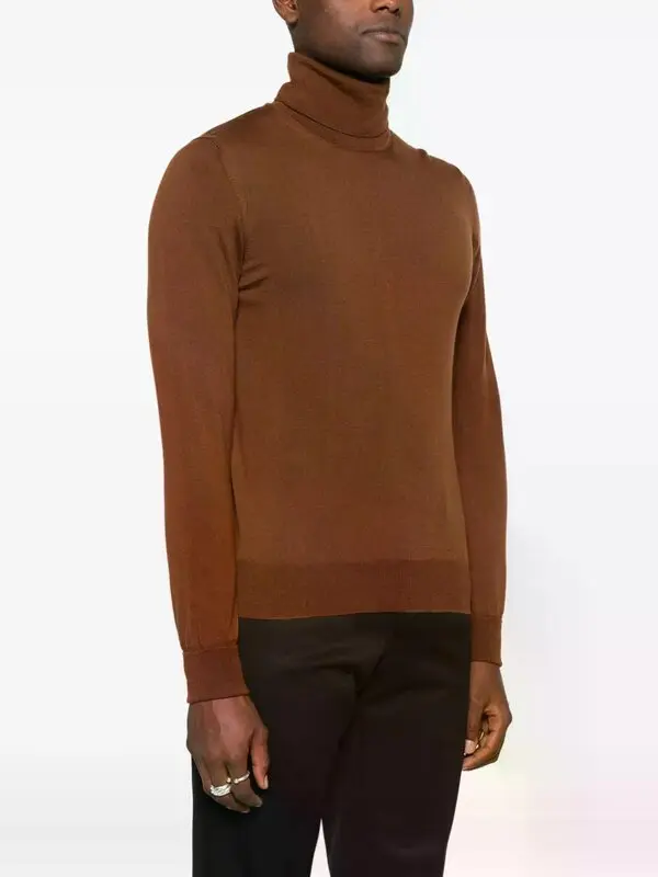 Alpha Studio Roll-neck Long-sleeved Sweater - Brown