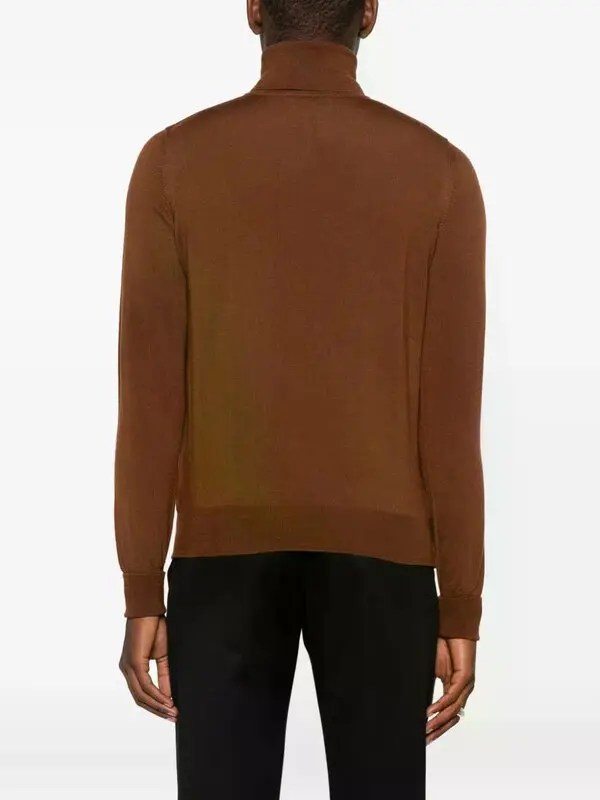 Alpha Studio Roll-neck Long-sleeved Sweater - Brown
