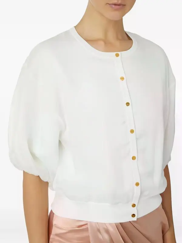 Elisabetta Franchi Puffed-sleeve Cardigan With Logo Buttons