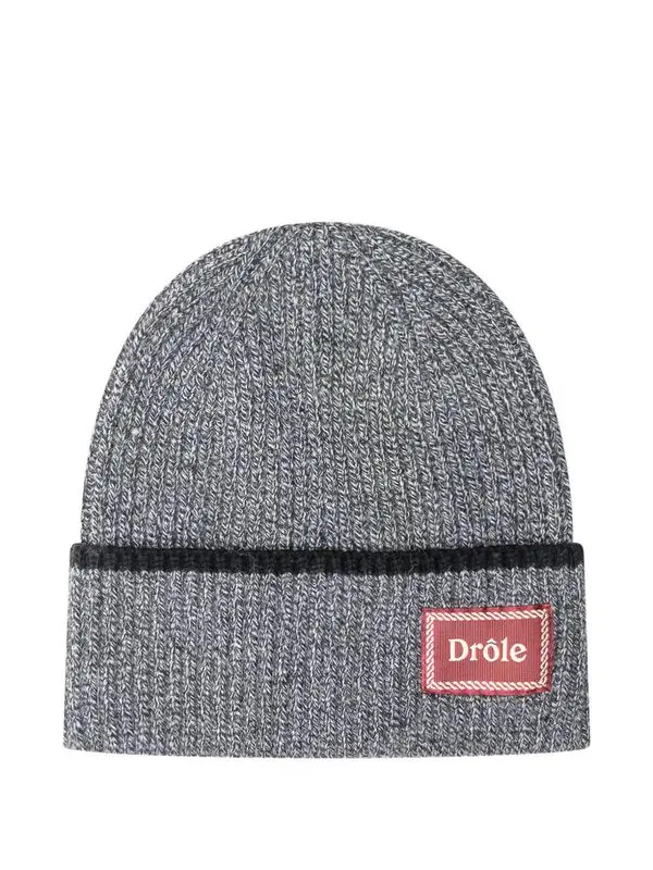 Drole De Monsieur Logo-patch Wool Beanie - Grey