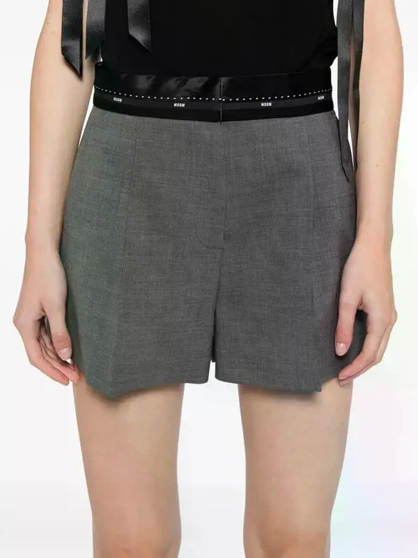 MSGM Logo-waistband Shorts - Grey