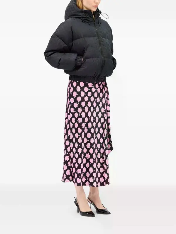 MSGM Floral-print Wrap-effect Midi Skirt