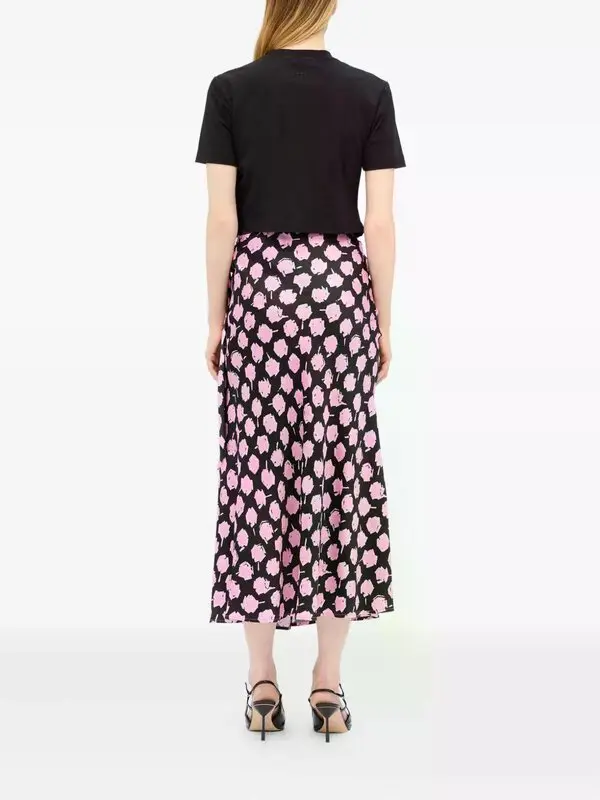 MSGM Floral-print Wrap-effect Midi Skirt