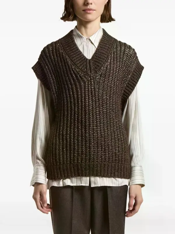 Peserico Metallic-effect V-neck Vest