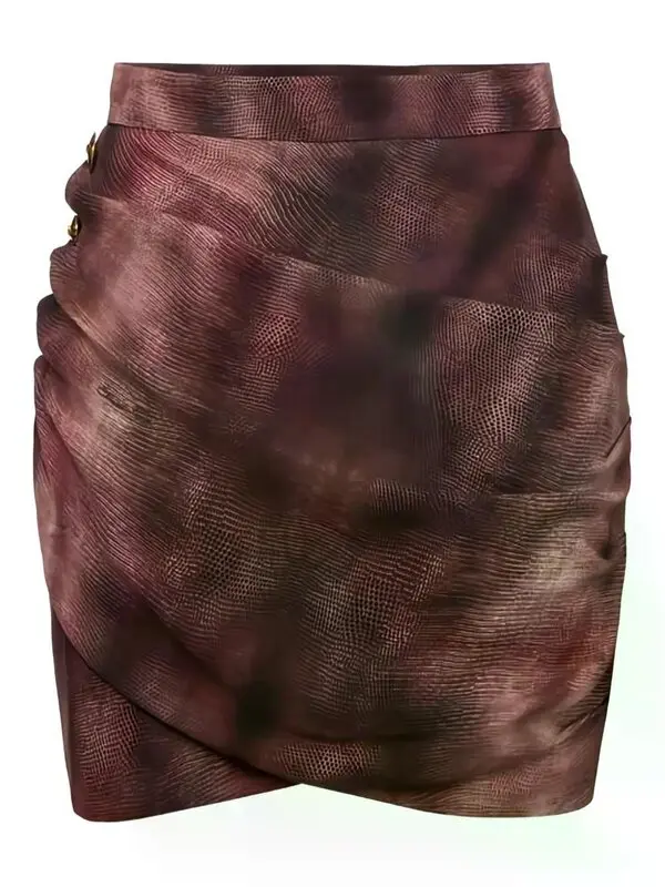 Elisabetta Franchi Draped Python-print Skirt With Jewel Buttons