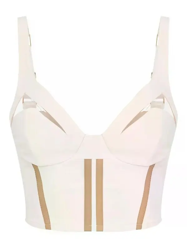 Elisabetta Franchi Cut-out Ribbon Top - Neutrals