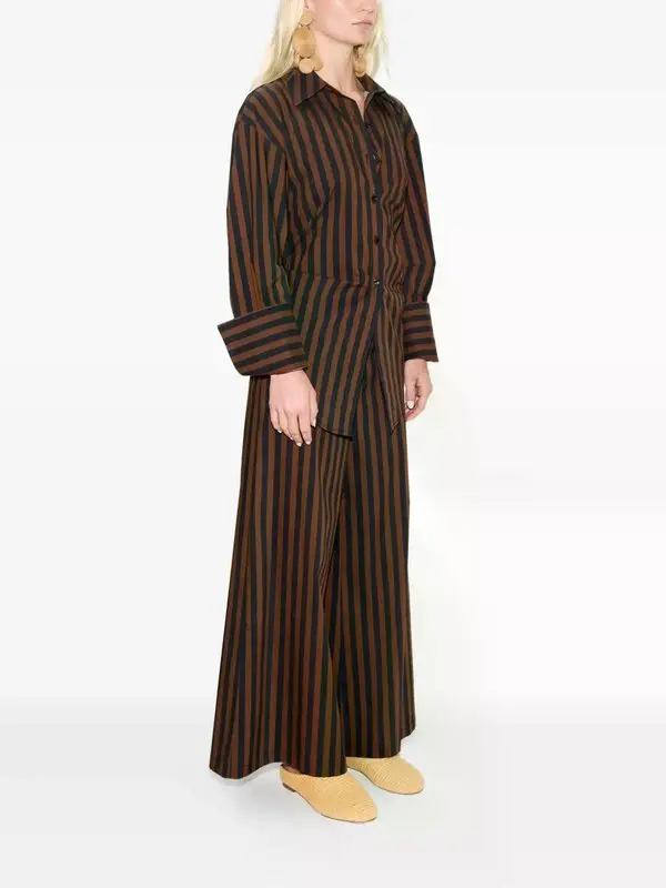 SIMONMILLER Toni Striped Poplin Trousers - Brown