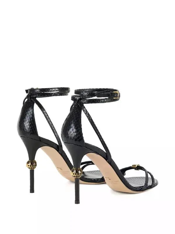 Elisabetta Franchi 80mm Python Print Leather Sandals