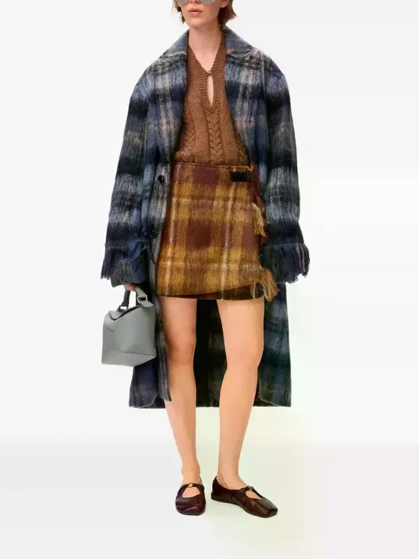 Loewe Plaid Fringed Coat