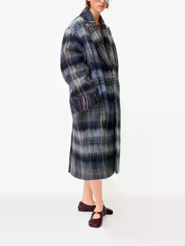 Loewe Plaid Fringed Coat