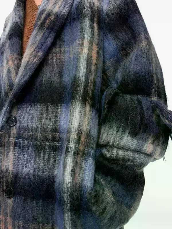 Loewe Plaid Fringed Coat