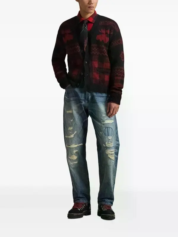 Polo Ralph Lauren Moose Motif Check Cardigan