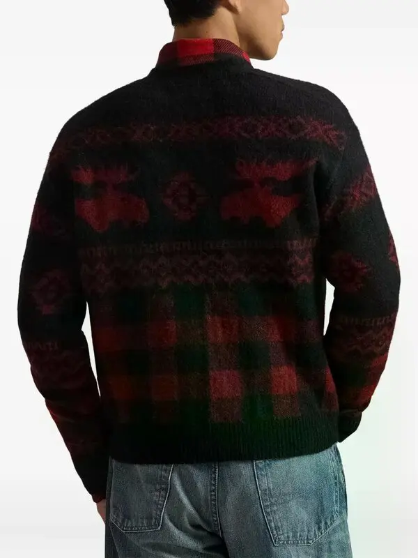 Polo Ralph Lauren Moose Motif Check Cardigan
