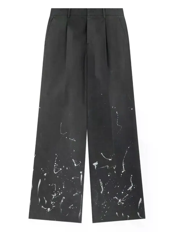We11Done Pleated Paint-splatter Trousers