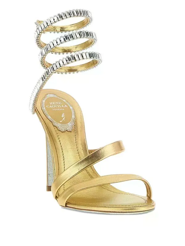 Rene Caovilla 100mm Crystal-embellished Sandals - Gold