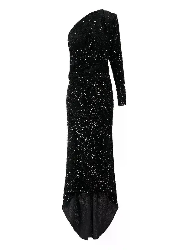 Elisabetta Franchi Sequin Asymmetrical Maxi Dress In Black - 50% Off |  Editorialist