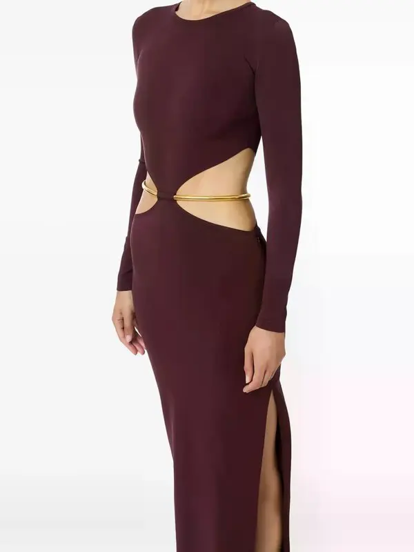 elisabetta franchi cut-out maxi dress Elisabetta Franchi Green Jersey Cutout Slitted Maxi Dress SM