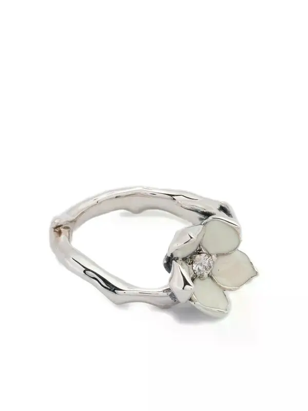 SHAUN LEANE Sterling White Diamond Flower Ring - Silver