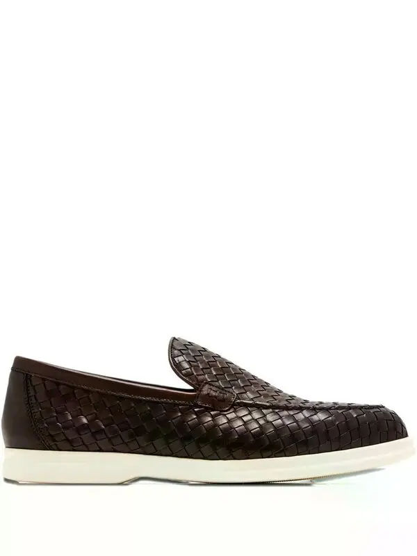 DOUCAL'S Woven Leather Loafers - Brown