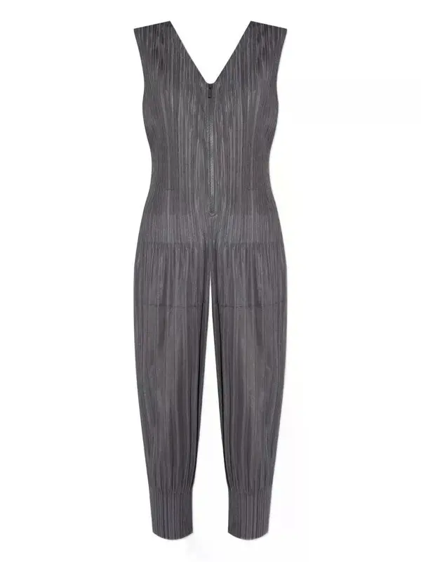 Issey Miyake Zip Pleated Jumpsuit - Grey