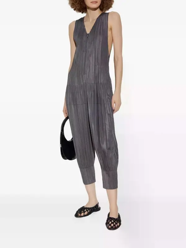 Issey Miyake Zip Pleated Jumpsuit - Grey