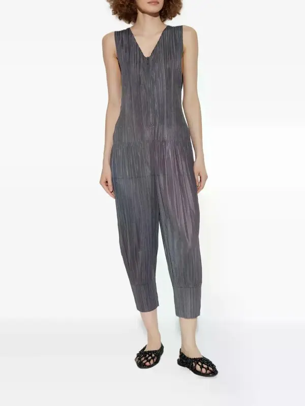 Issey Miyake Zip Pleated Jumpsuit - Grey