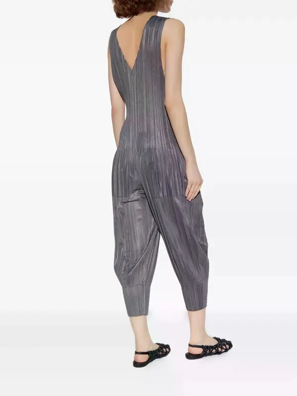 Issey Miyake Zip Pleated Jumpsuit - Grey
