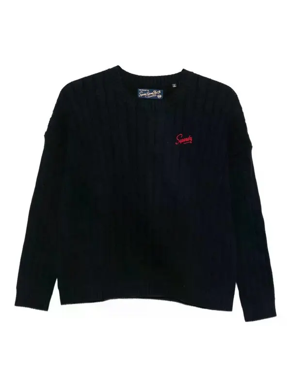 Superdry Logo-embroidered Cable-knit Sweater