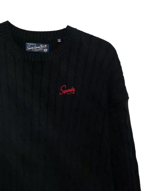 Superdry Logo-embroidered Cable-knit Sweater