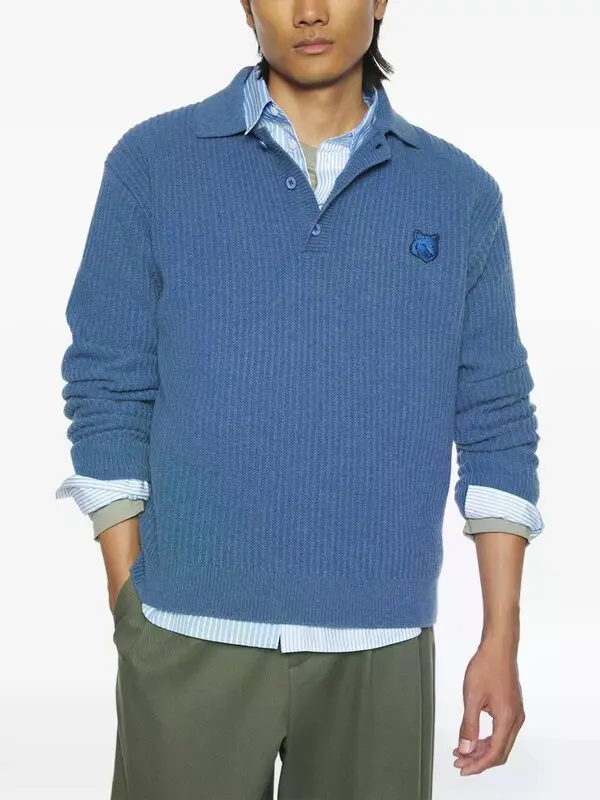 Maison Kitsuné Fox Head Wool Sweater - Blue