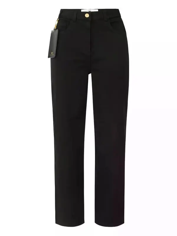 Elisabetta Franchi Five-pocket Cotton-blend Jeans With Detachable Pouch - Black