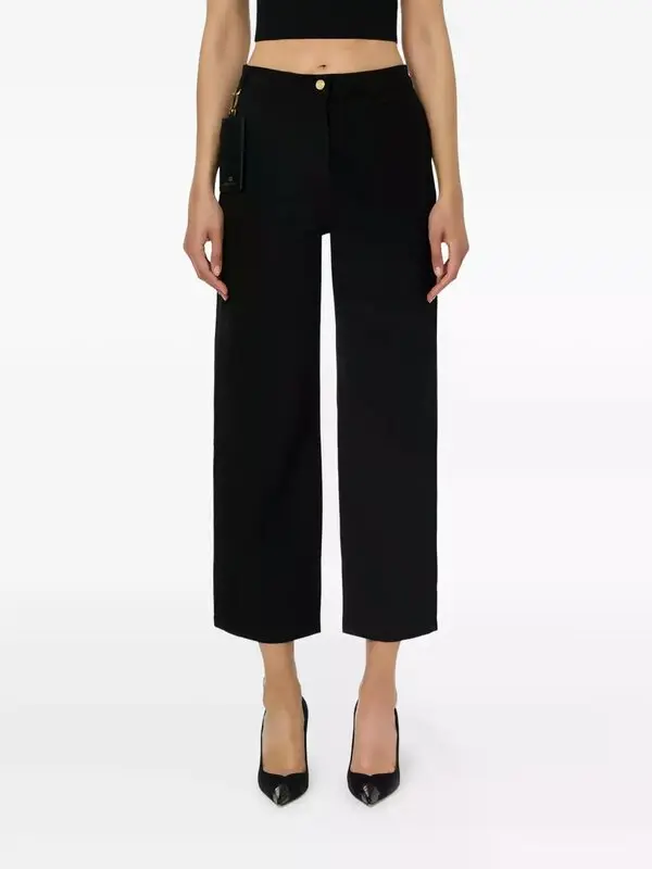 Elisabetta Franchi Five-pocket Cotton-blend Jeans With Detachable Pouch - Black