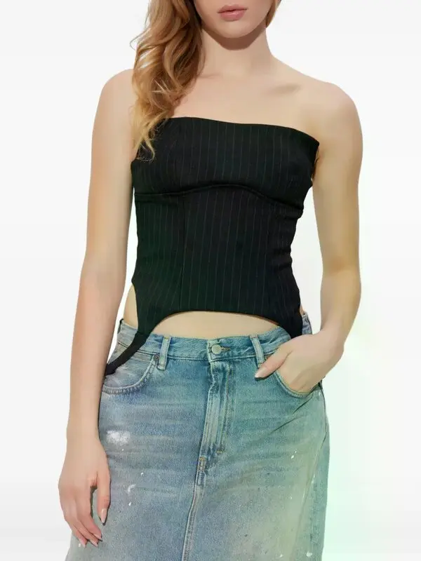 MISBHV Pinstriped Strapless Top