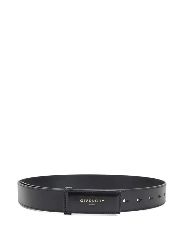 Givenchy Leather Belt With Logo Plaque - Black
