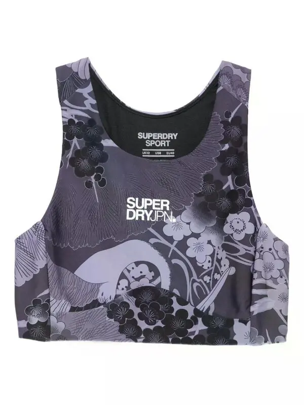 Superdry Floral-print Sports Bra - Grey