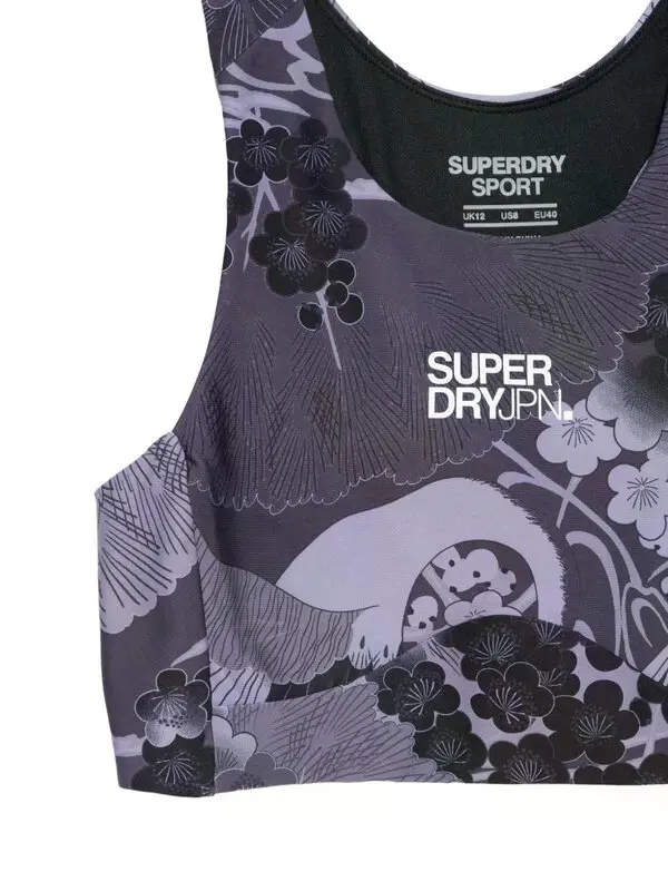Superdry Floral-print Sports Bra - Grey