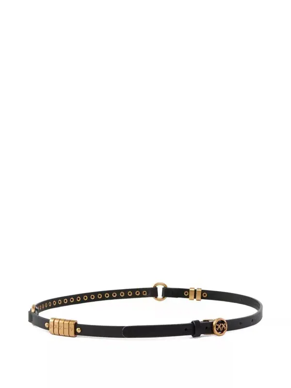 Pinko Eyelet Logo Belt - Black