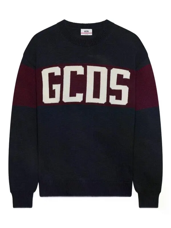 Gcds Striped Logo-detail Sweater - Blue