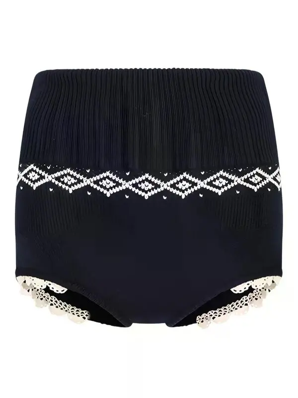 Magda Butrym Geometric-print Ribbed Knit Shorts - Blue