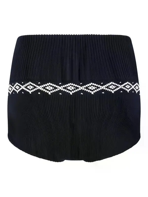 Magda Butrym Geometric-print Ribbed Knit Shorts - Blue