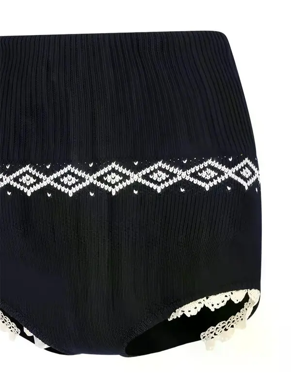 Magda Butrym Geometric-print Ribbed Knit Shorts - Blue