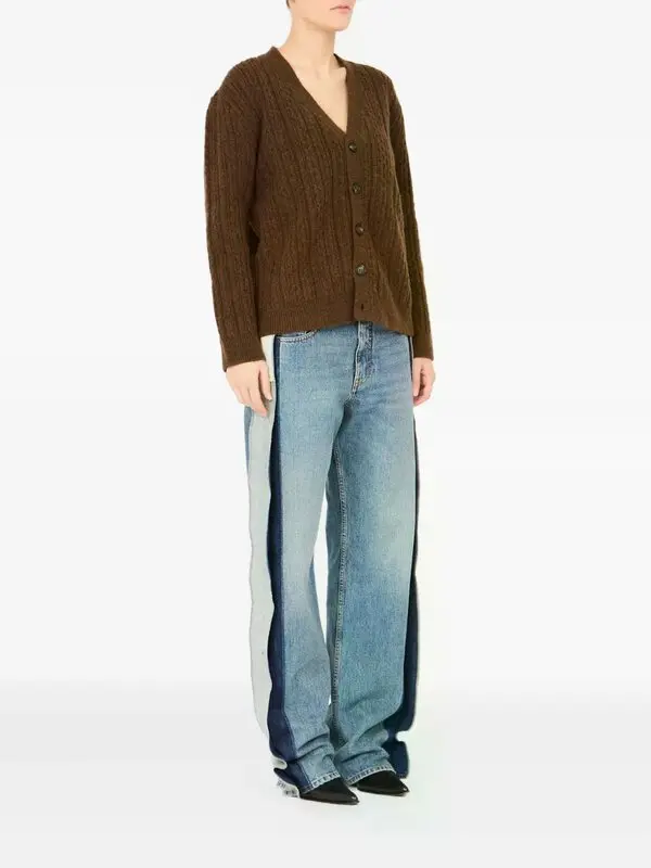 MAISON MARGIELA Ribbed V-neck Cardigan - Brown