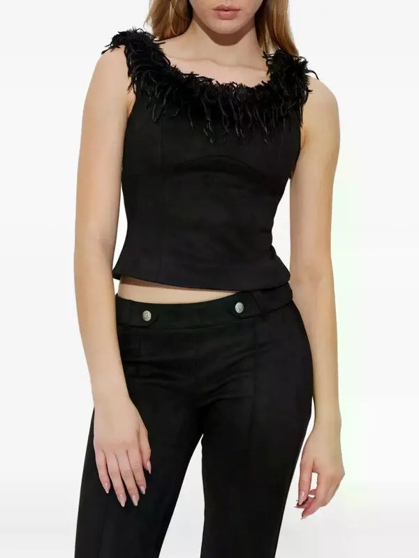 MISBHV Feather-trim Sleeveless Top