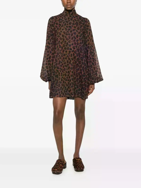 SIMONMILLER Leopard-print High-neck Mini Dress