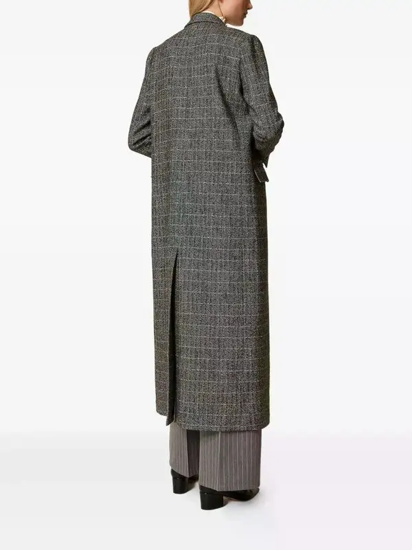 TWINSET Checked Double-breasted Coat - Black