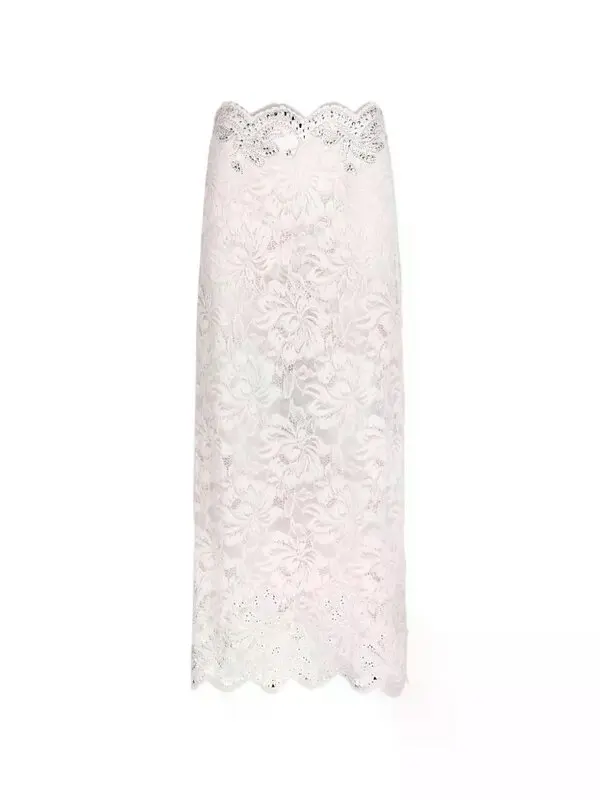 Rabanne Lace Scalloped-hem Midi Skirt - Neutrals