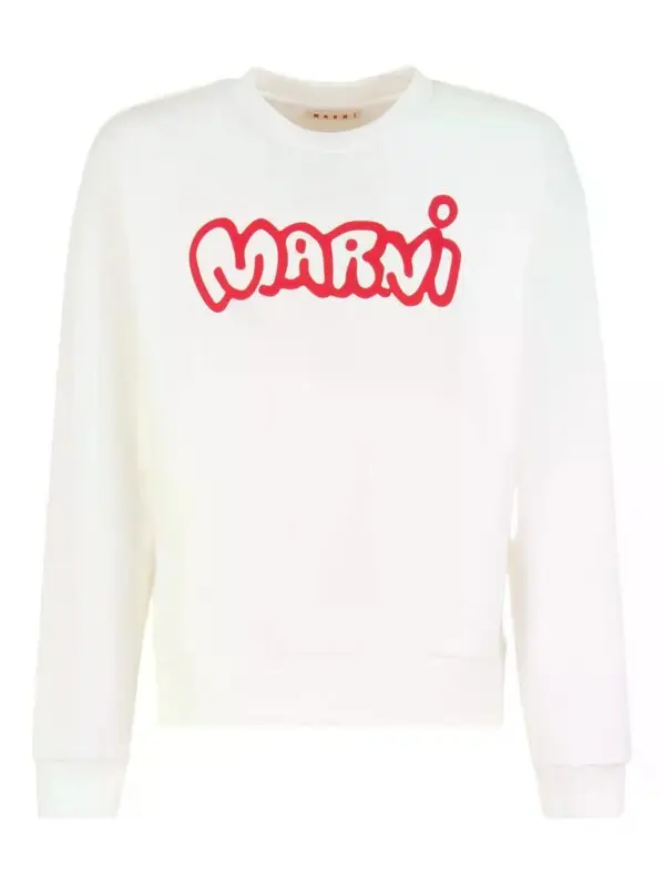 Marni Cartoon-logo Cotton Sweater - White
